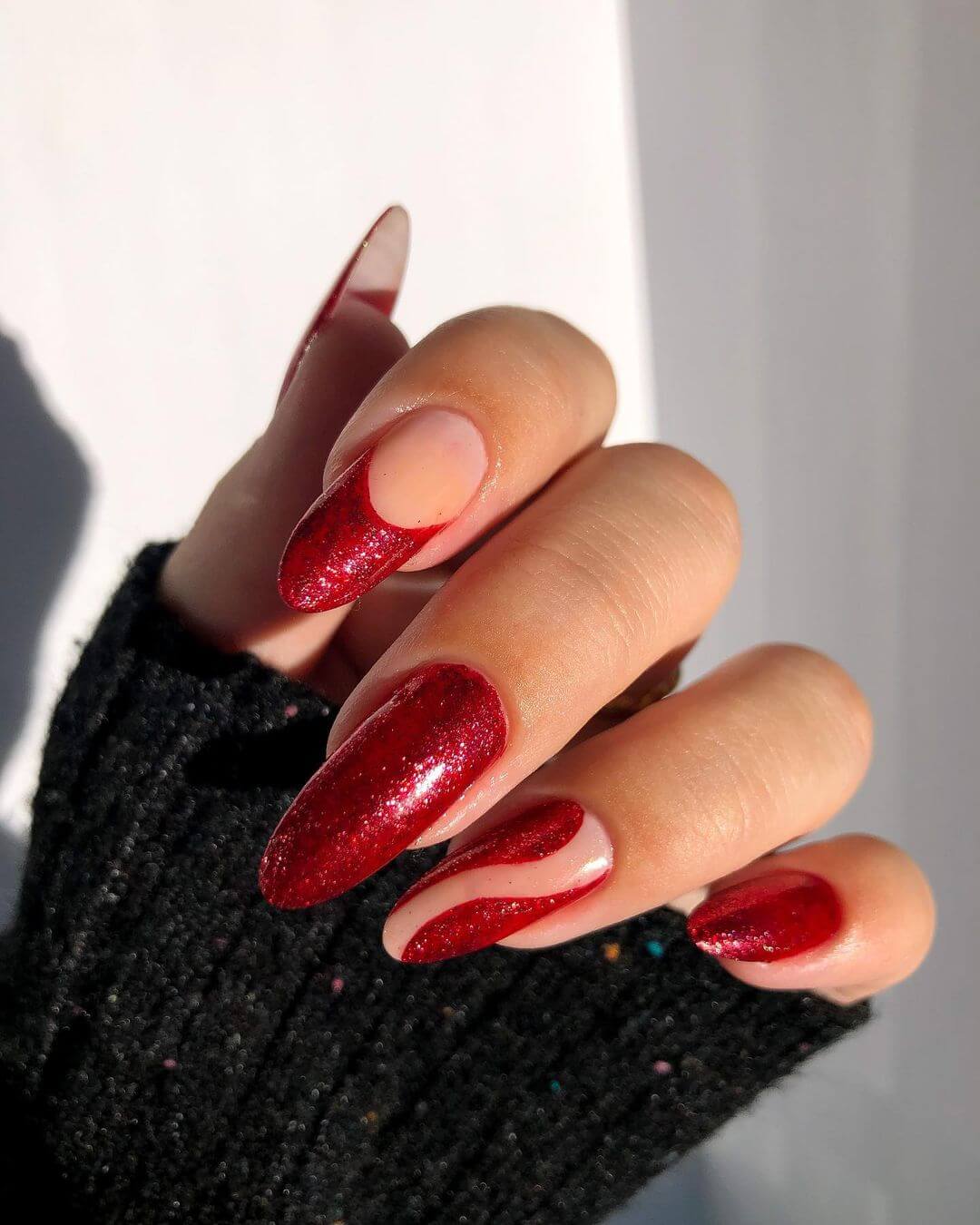 28 Bold Red Nails With Glitter For Any Occasion - Sweet Money Bee