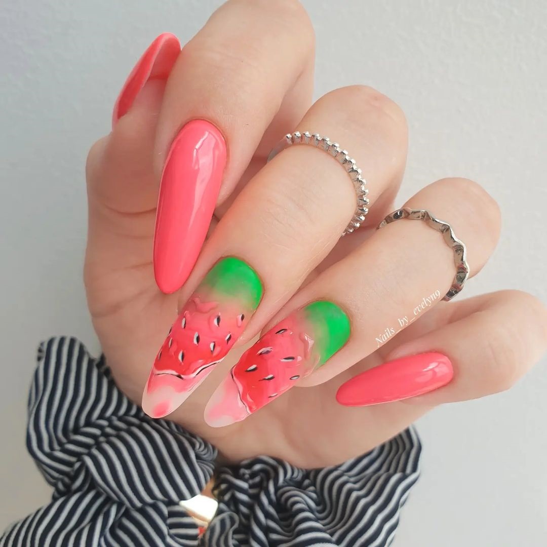 20 Watermelon Nail Designs - Sweet Money Bee