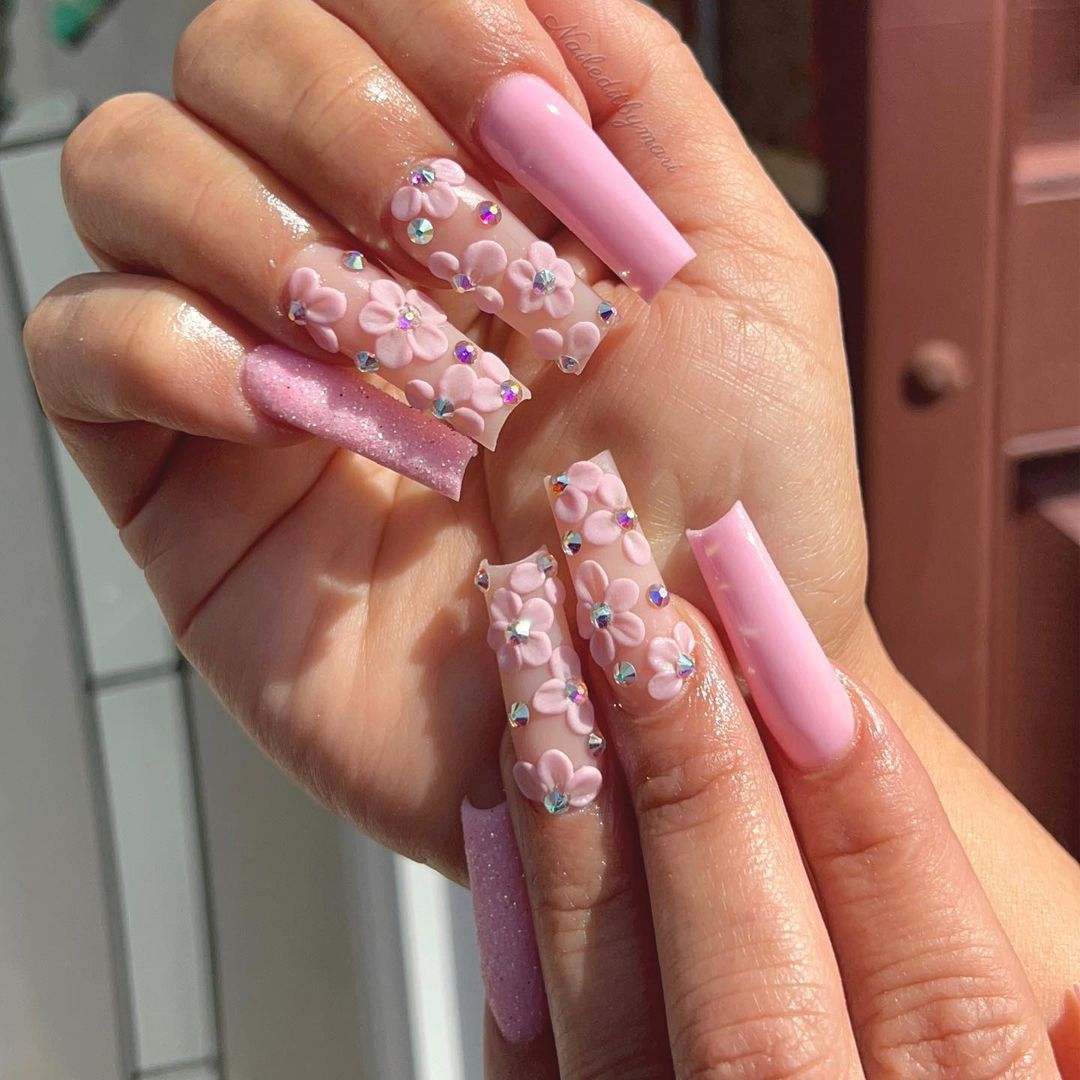 20+ Long Pink Nail Designs That Will Make You Obsessed - Sweet Money Bee