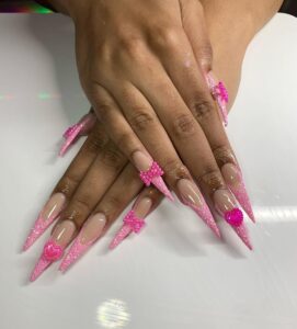 20 French Tip Stiletto Nails - Sweet Money Bee