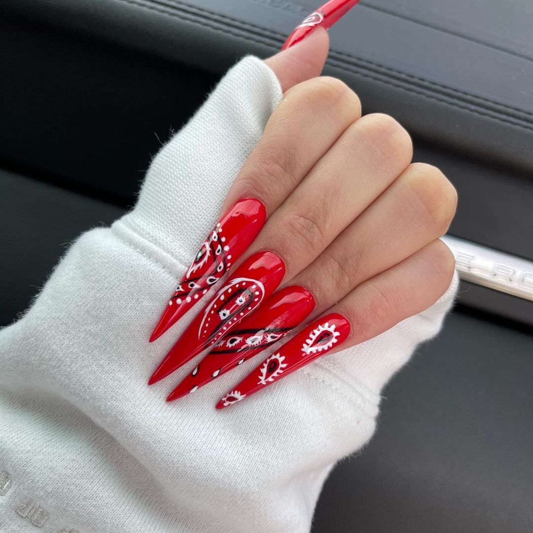 20 Red Stiletto Nails - Sweet Money Bee